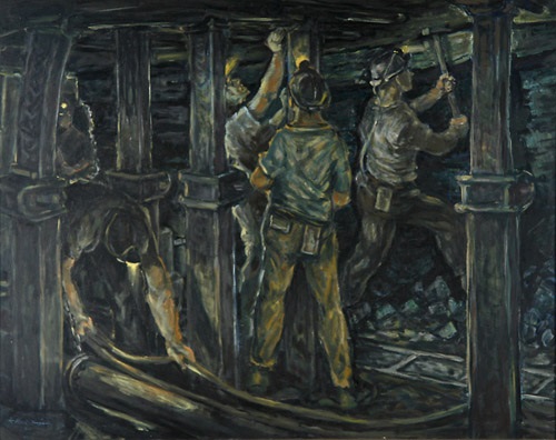 Bergleute im Stollen by Karl Hock on artnet