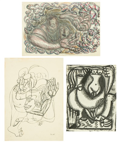 A GROUP OF THREE FIGURATIVE DRAWINGS BY LEONID LAMM RUSSIAN 1928-2017 by Leonid Lamm on artnet