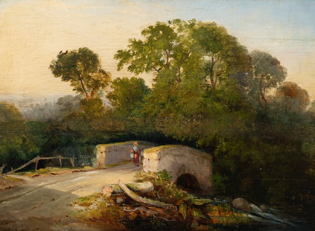 Mother and Child Crossing Bridge by George Vincent on artnet