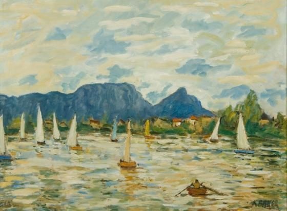 Sailing boats on a lake by Kenneth Baker on artnet