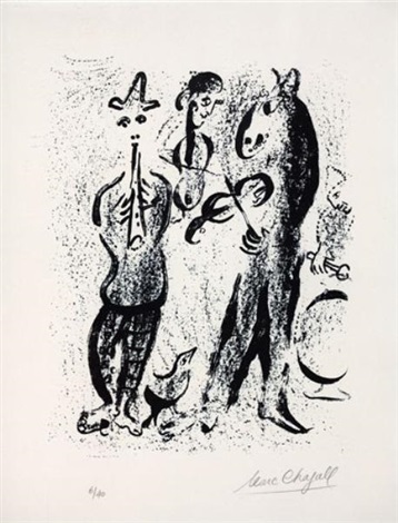 Donkey playing violin with chicken and other musicians by Marc Chagall ...