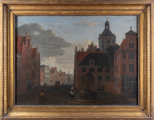 Street scene with figures by a well by Jan van der Heyden on artnet