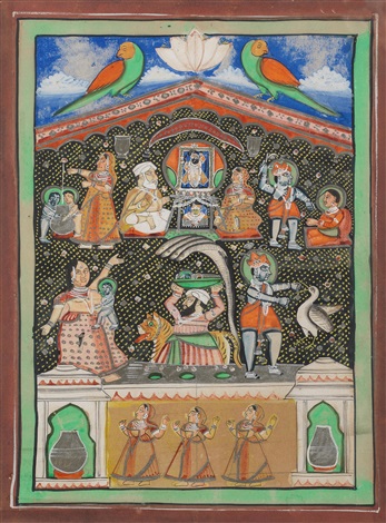 Sri Nath-Ji depicted with scenes from the life of Krishna by Indian ...