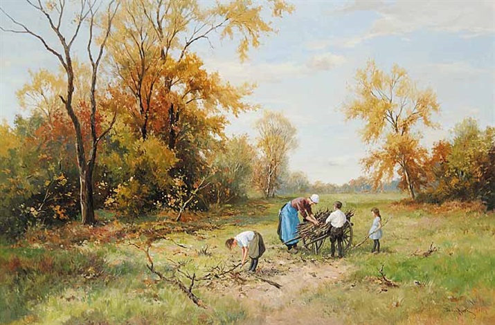 Untitled Gathering kindling in a forest clearing by Dorus Arts on artnet