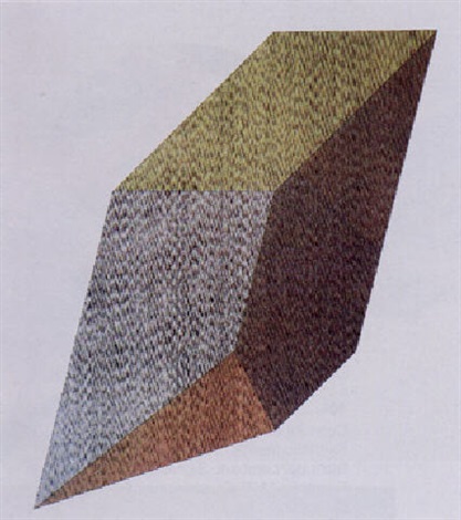 Isometric form with lines in four directions and four colours by Sol ...