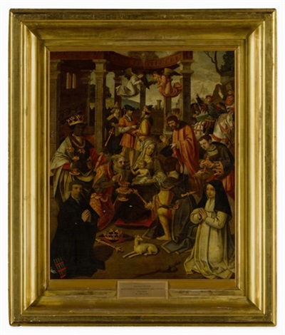 The Adoration of the Magi with portraits of two kneeling donors, Claes ...