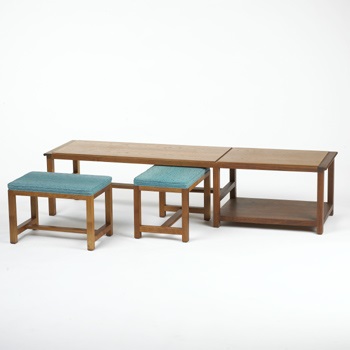 Long table with stools by Edward Wormley on artnet