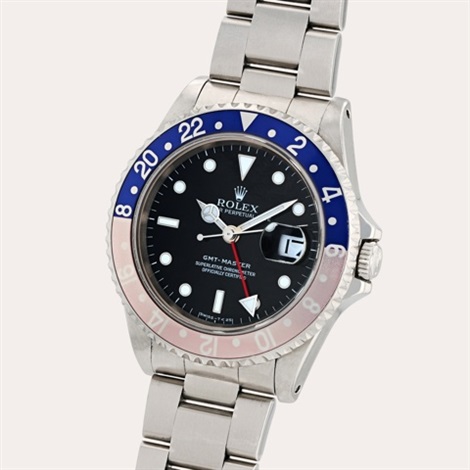 Rolex. GMT-Master Pepsi, reference 16700 Montre bracelet en acier avec ...