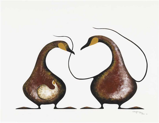 Pregnant Snow Goose with Father by Benjamin Chee Chee on artnet