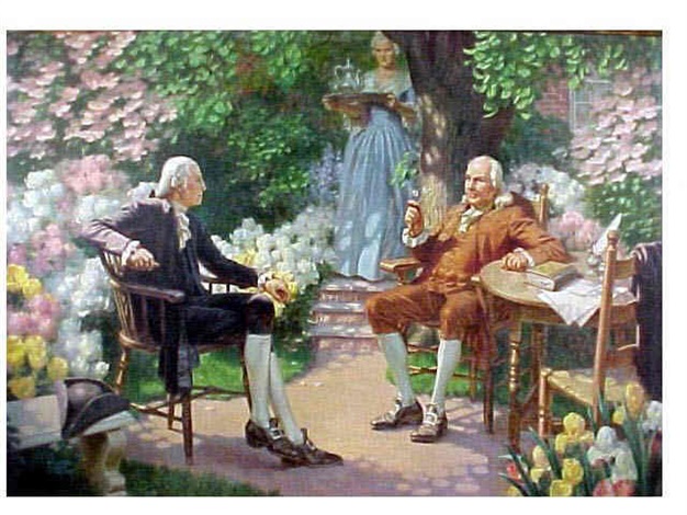 George Washington and Benjamin Franklin in the garden by Walter Beach ...