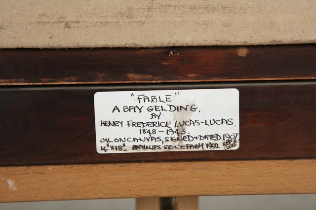 Fable, Portrait of a Bay Horse in a Loose Box by Henry Frederick Lucas ...