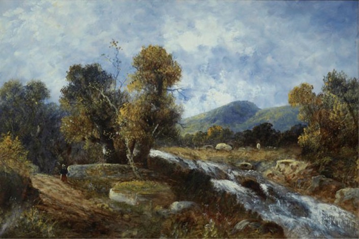 Landscape with waterfall by J. Knight on artnet
