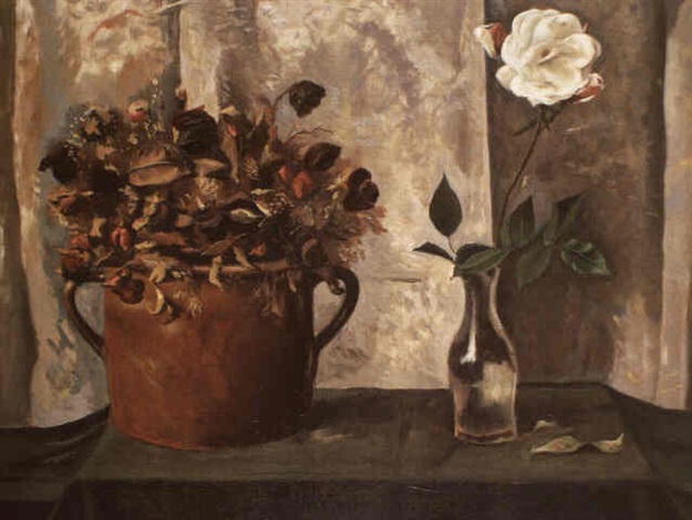 Weisse Rose und brauner Topf by Peter Schermuly on artnet