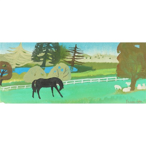 A birthday card depicting the grounds at Woolland House, Dorset, home ...