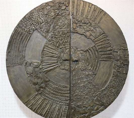 DIRECTIONAL Sculptured Metal Disc Bar by Paul Evans on artnet