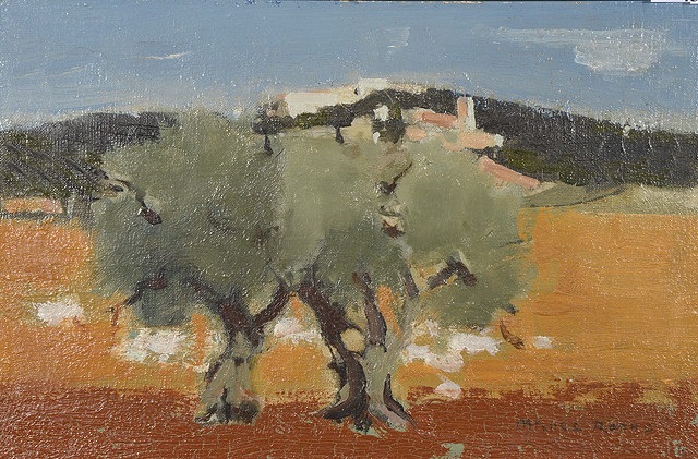 Continental landscape with olive trees and sheep by Michel Rodde on artnet