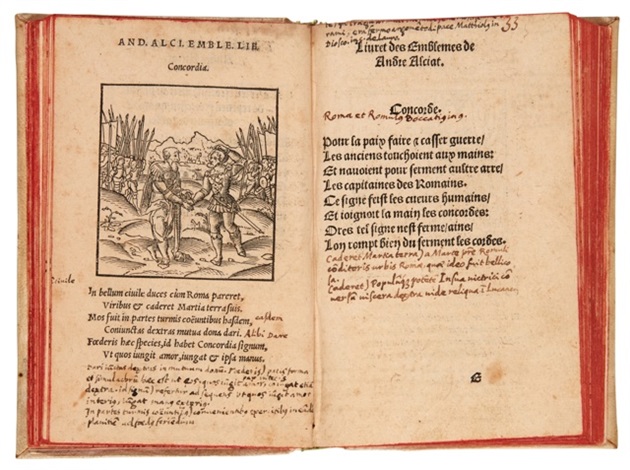 Alciati, Livret des emblemes, Paris, 1536, annotated, later vellum on ...