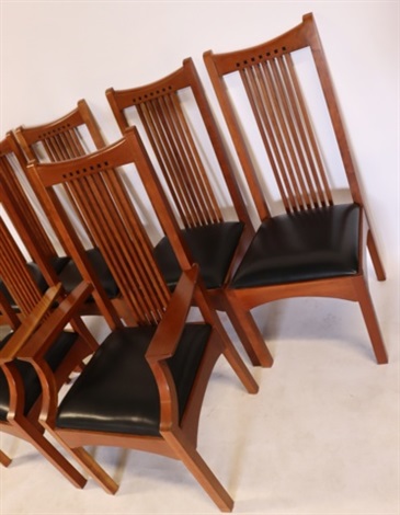 6 Stickley E.J. Audi Cherry Wood Chairs by Stickley Audi and Co. on artnet