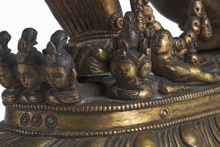 A FINE SINO-TIBETAN DANCING FIGURE OF DHARMAPALA YAMANTAKA AS ...