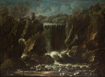 Paisaje con cascada, personajes y animales by Jacob (Rosa di Napoli ...