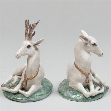 Lady Anne Gordon Porcelain Model of a Stag and a Doe by Anne Gordon on ...