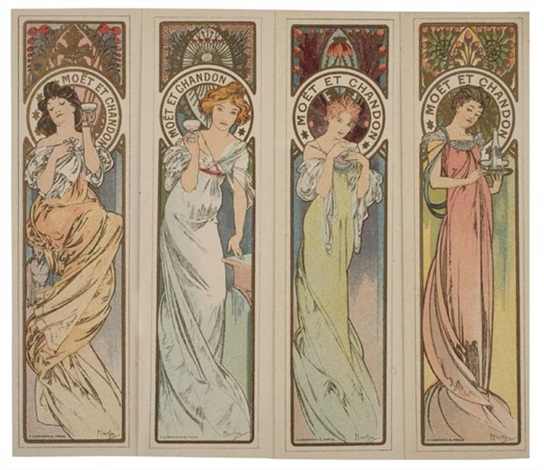 Moet et Chandon 4 postcards by Alphonse Mucha on artnet