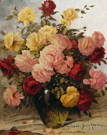 Rosenstrauß in Glasvase by Adrienne Henczné Deák on artnet