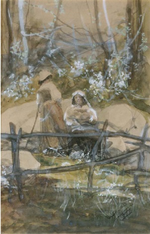 Two Italian peasant girls by Constant Montald on artnet