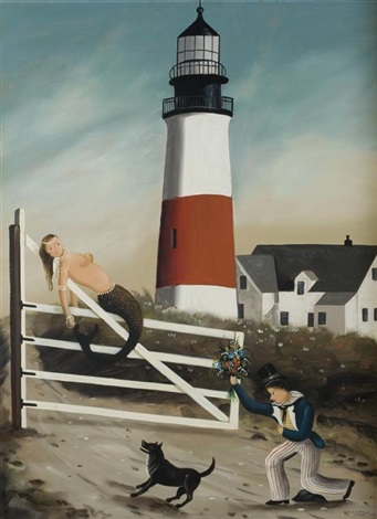 Mermaid with sailor and dog at Sankaty Head lighthouse by Ralph Eugene ...