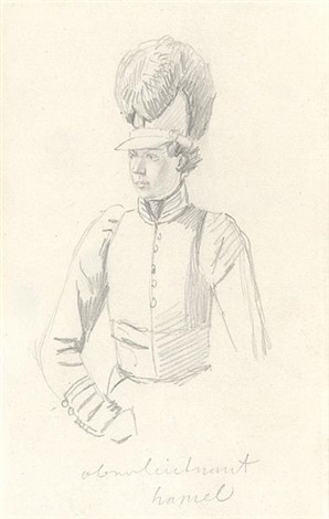 Oberstleutnant Hamel in Uniform mit federgeschmücktem Helm preliminary ...