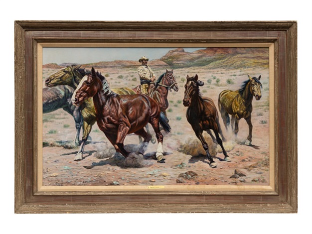 Cowboy and Wild Horses by Gregory Perillo on artnet