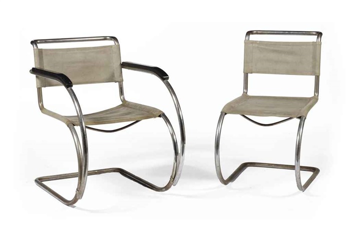 MR20 Armchair and MR10 sidechair 2 works by Lilly Reich and Ludwig Mies ...