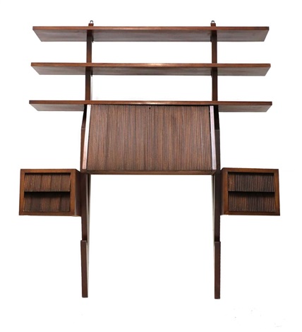 An Italian rosewood wall-mounted library,br1950s, designed by Fratelli ...