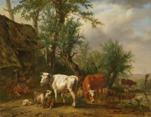 Vieh an der Tränke by Jan Kobell the Younger on artnet