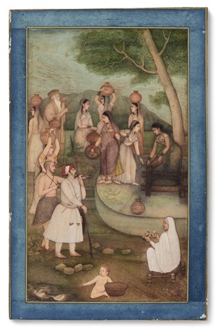 A PAINTING OF WOMEN AT THE WELL, INDIA, PROVINCIAL MUGHAL, AWADH ...