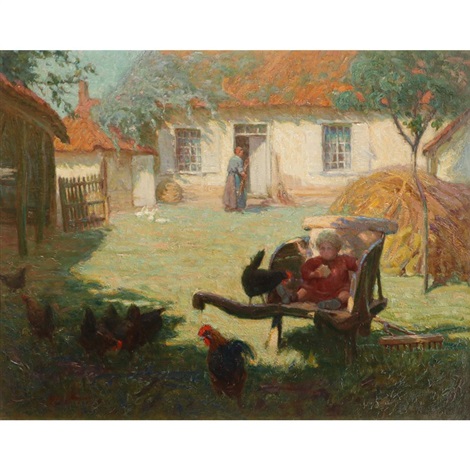 Feeding the chickens by Annie L. Simpson on artnet