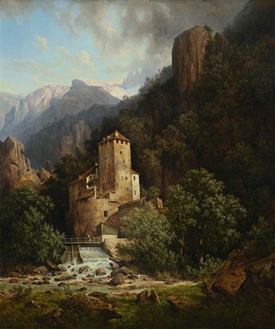 Burg an einem Gebirgsbach by Friedrich Otto Georgi on artnet