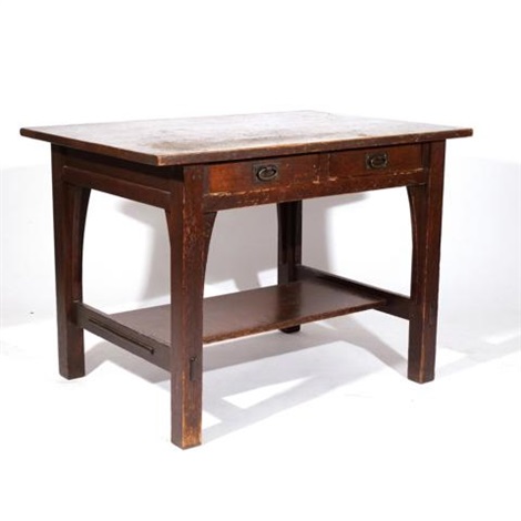 GUSTAV STICKLEY FUMED OAK LIBRARY TABLE by Gustav Stickley on artnet