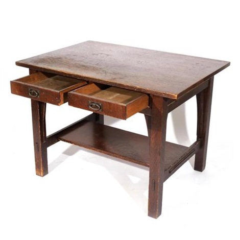 GUSTAV STICKLEY FUMED OAK LIBRARY TABLE by Gustav Stickley on artnet