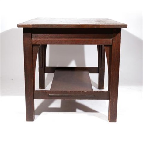 GUSTAV STICKLEY FUMED OAK LIBRARY TABLE by Gustav Stickley on artnet