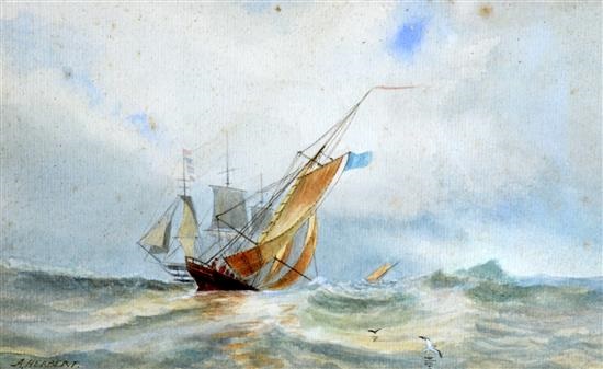 Marine Landscape with Sailing Vessels by Alfred Herbert on artnet