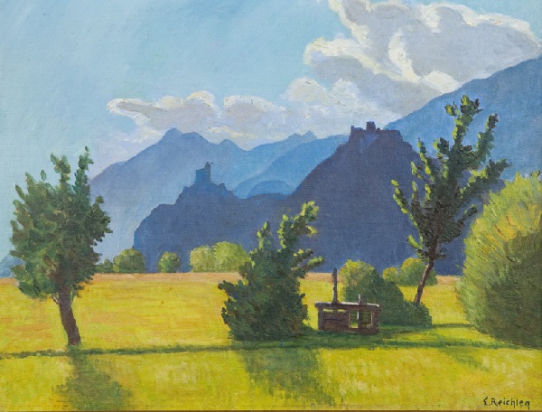 Vue de Valère et Tourbillon depuis la plaine du Rhône by Eugene ...