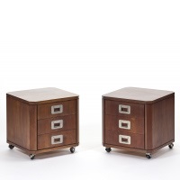 Pair of bedside tables on wheels with rounded corners of the series ...