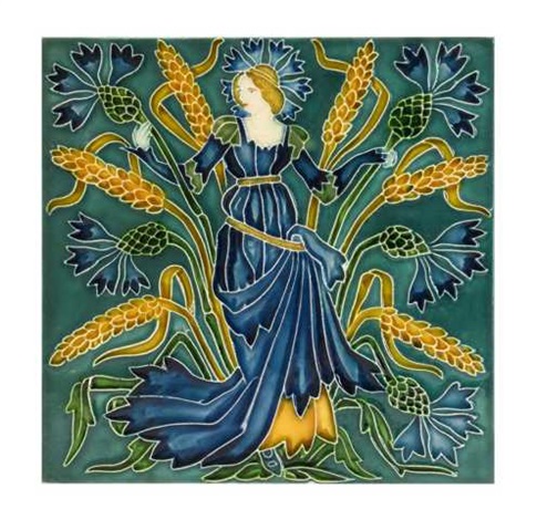 A Set of Six Floras Train 6 Tiles by Walter Crane on artnet