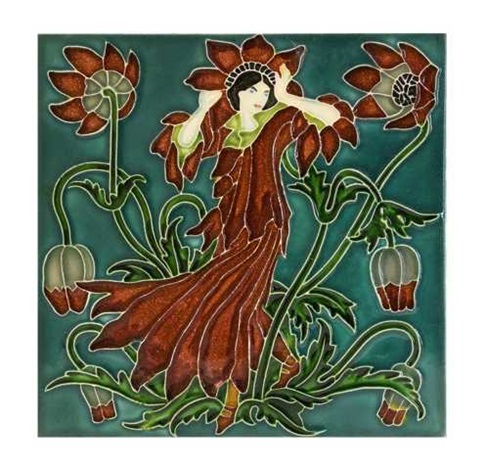 A Set of Six Floras Train 6 Tiles by Walter Crane on artnet