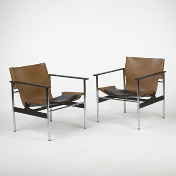 Sling lounge chairs pair by Charles Pollack on artnet