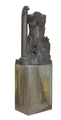 A patinated bronze sculpture in shape of deconstructed woman with ...