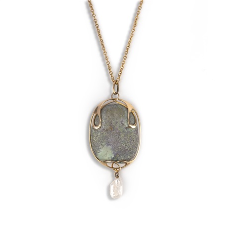 Murrle Bennett Co., an Arts and Crafts hardstone and pearl pendant by ...