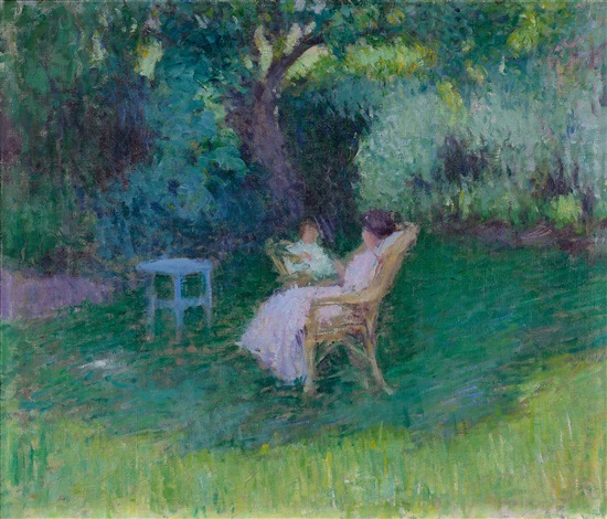 Suzanne et Lily Butler in Claude Monets Garden by Theodore Earl Butler ...