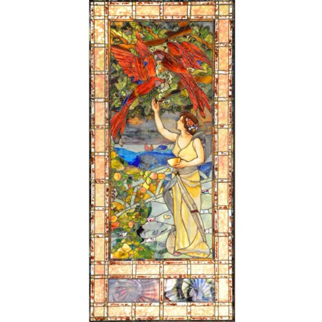 Woman with Parrots Stained Glass Panel By Michael by Michael Mattei on ...